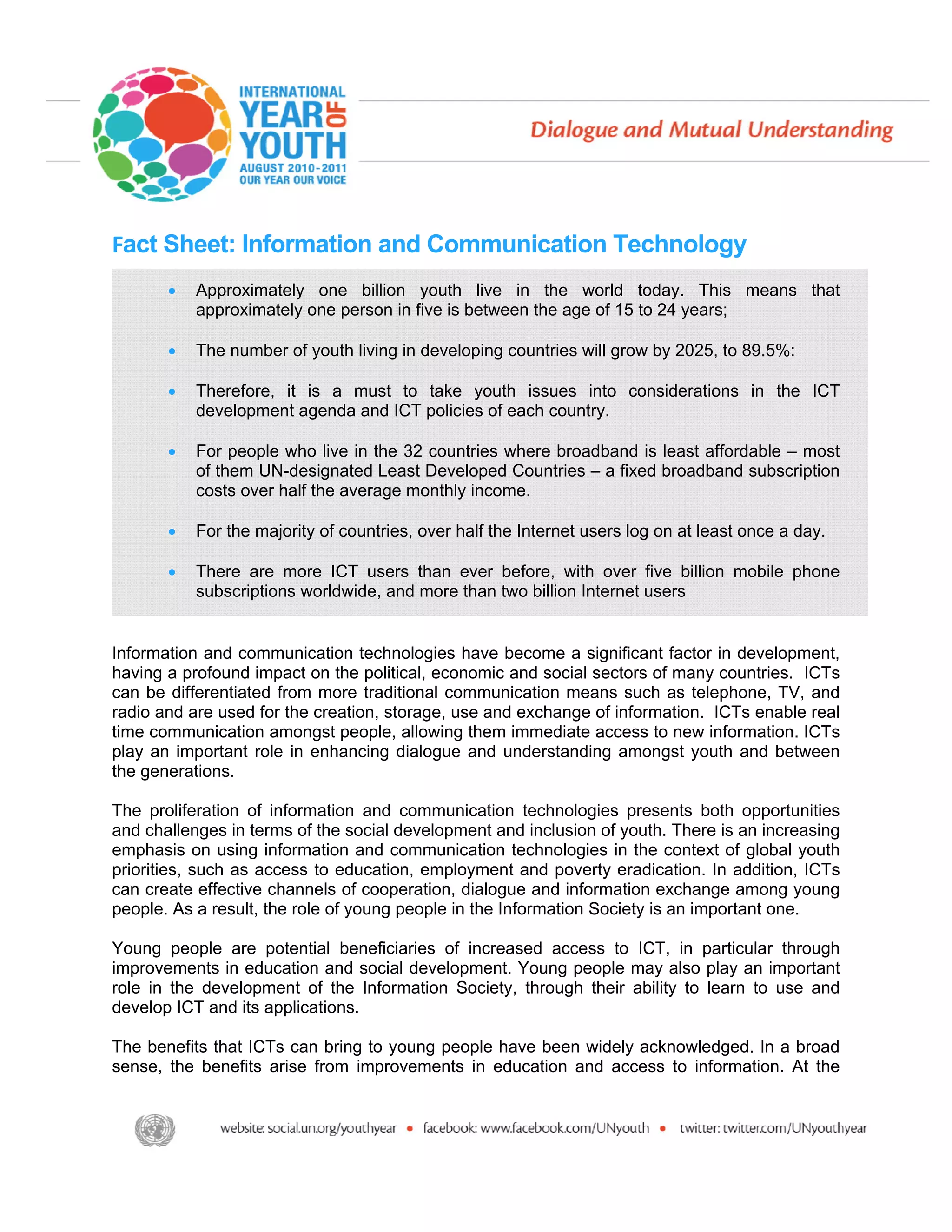 Fact Sheet: Information and Communication Technology | PDF