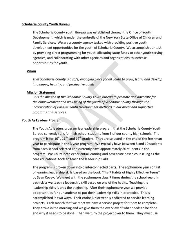 Youth as leaders proposal 21st century grant | PDF