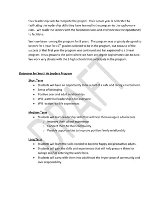 Youth as leaders proposal 21st century grant | PDF | Education