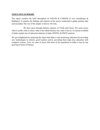 Youth & career research report | PDF | Business Administration | Business