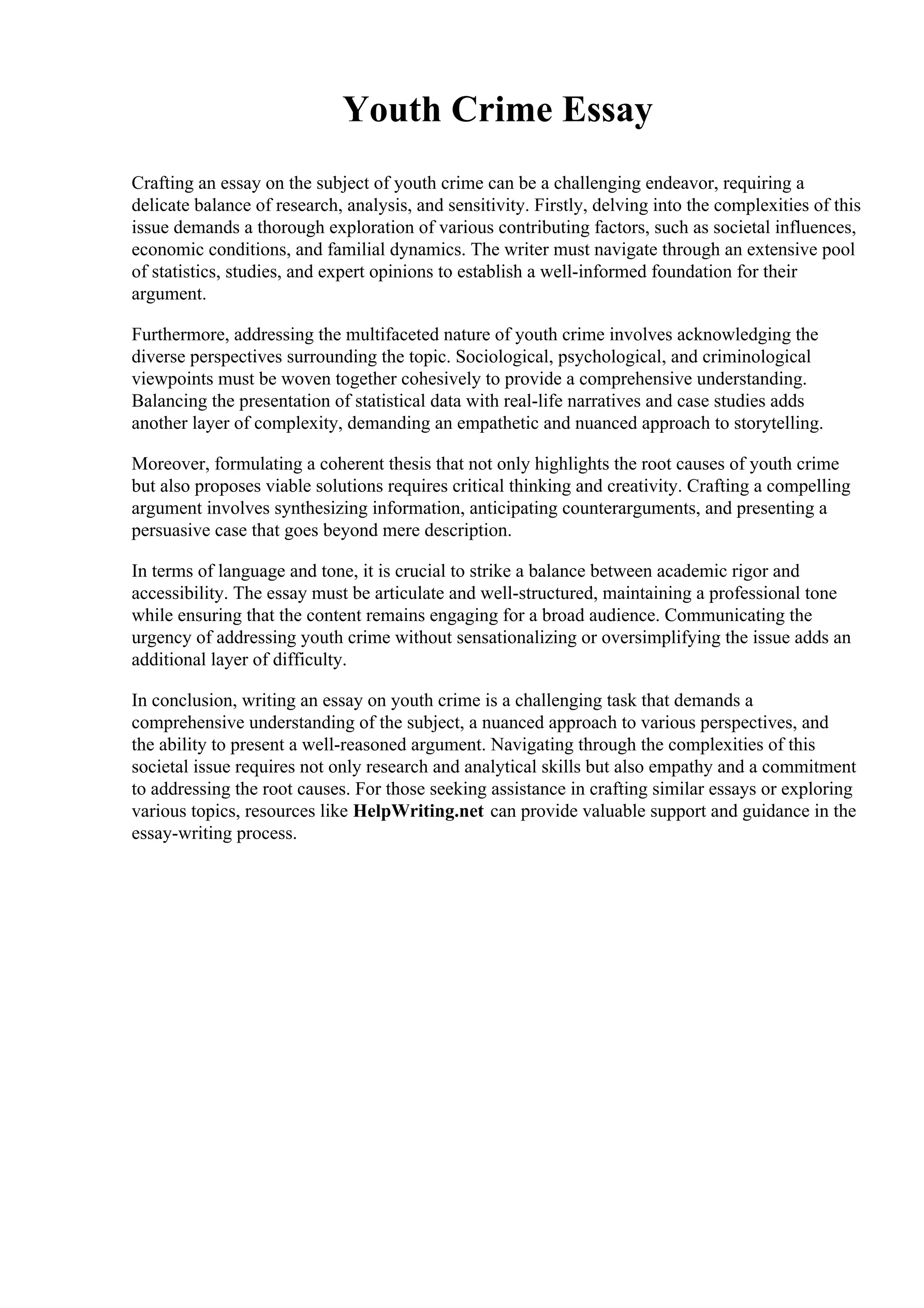 Youth Crime Essay | PDF