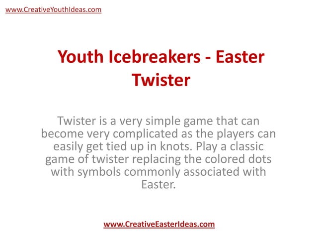 Youth icebreakers easter twister | PPT