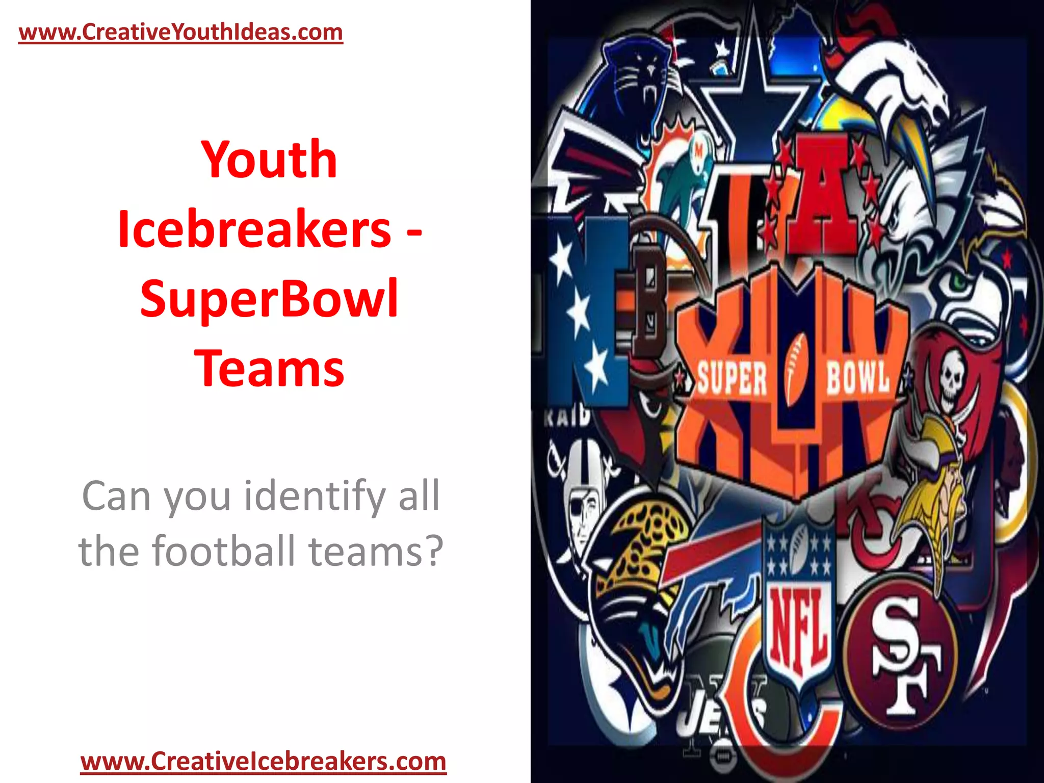 Youth Icebreakers - SuperBowl Teams | PPTX
