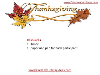 Youth Icebreakers: Thanksgiving Boggle | PPTX