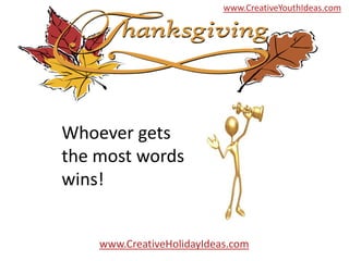 Youth Icebreakers: Thanksgiving Boggle | PPTX