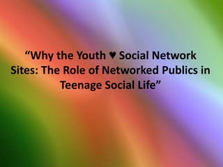 Youth, Identity, and Digital Media | PPTX