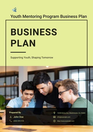 Youth Mentoring Program Business Plan Example | PDF