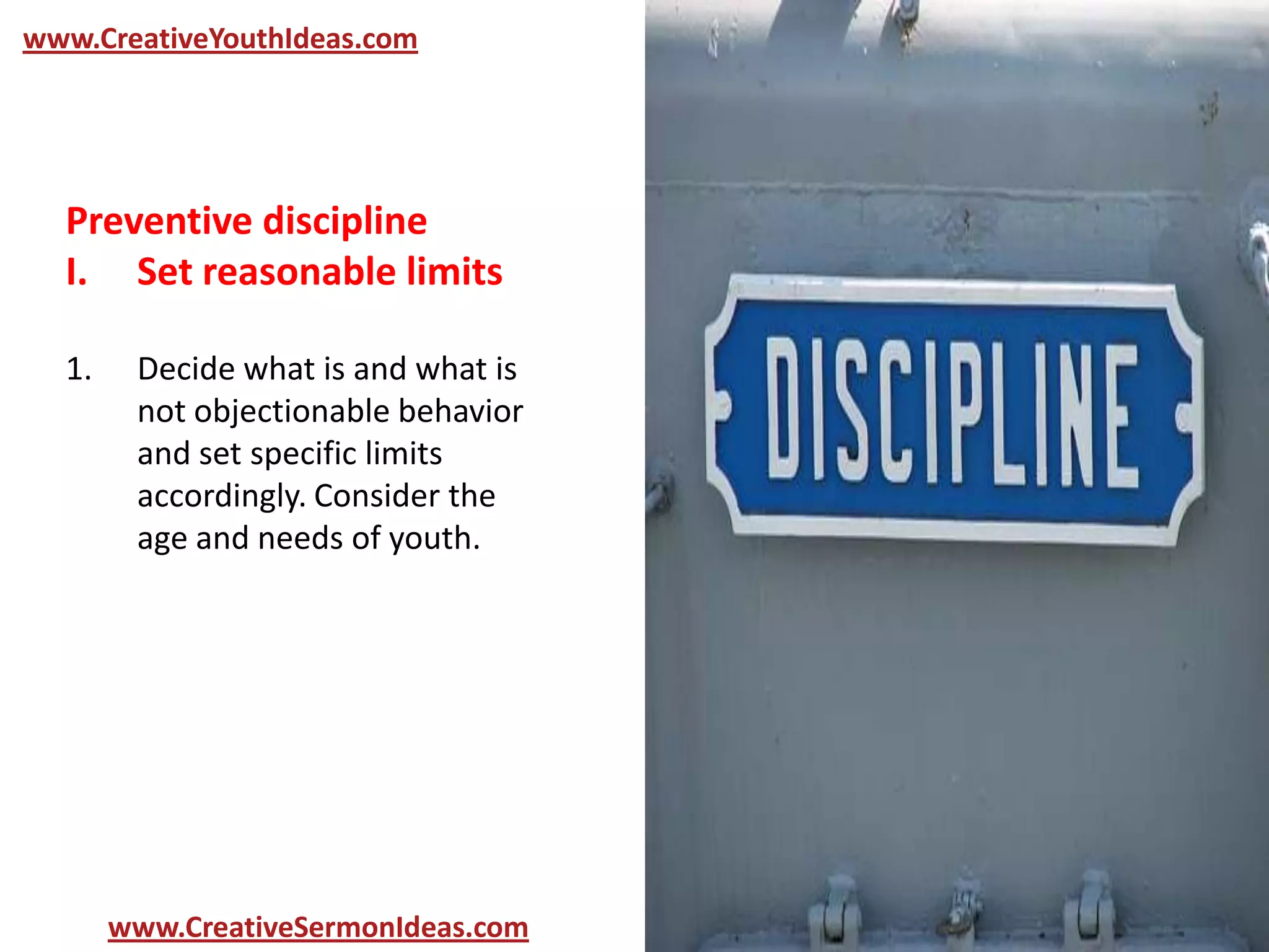 Youth Ministry - Discipline With Youth: Preventive Discipline | PPTX