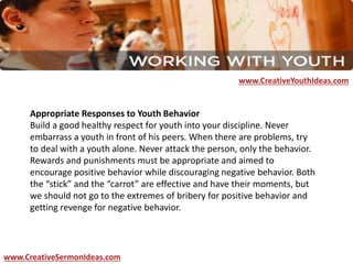 Youth Ministry Lesson - Tips for Working With Youth and Handling ...