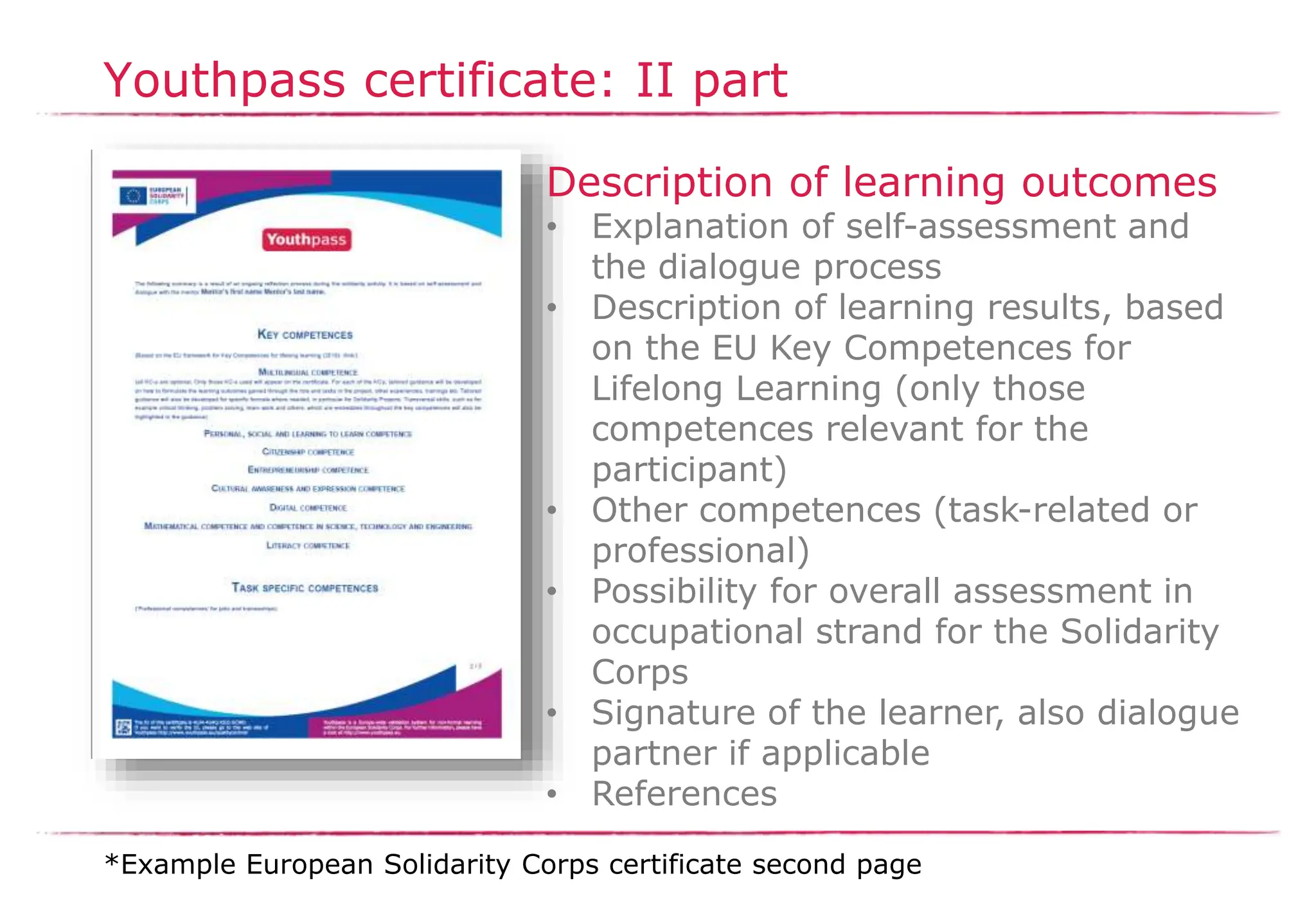 Presentation of Youthpass certificate - Erasmus program | PPTX