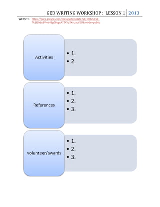 Writing Resume Practice | DOC