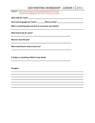 Writing Resume Practice | DOC