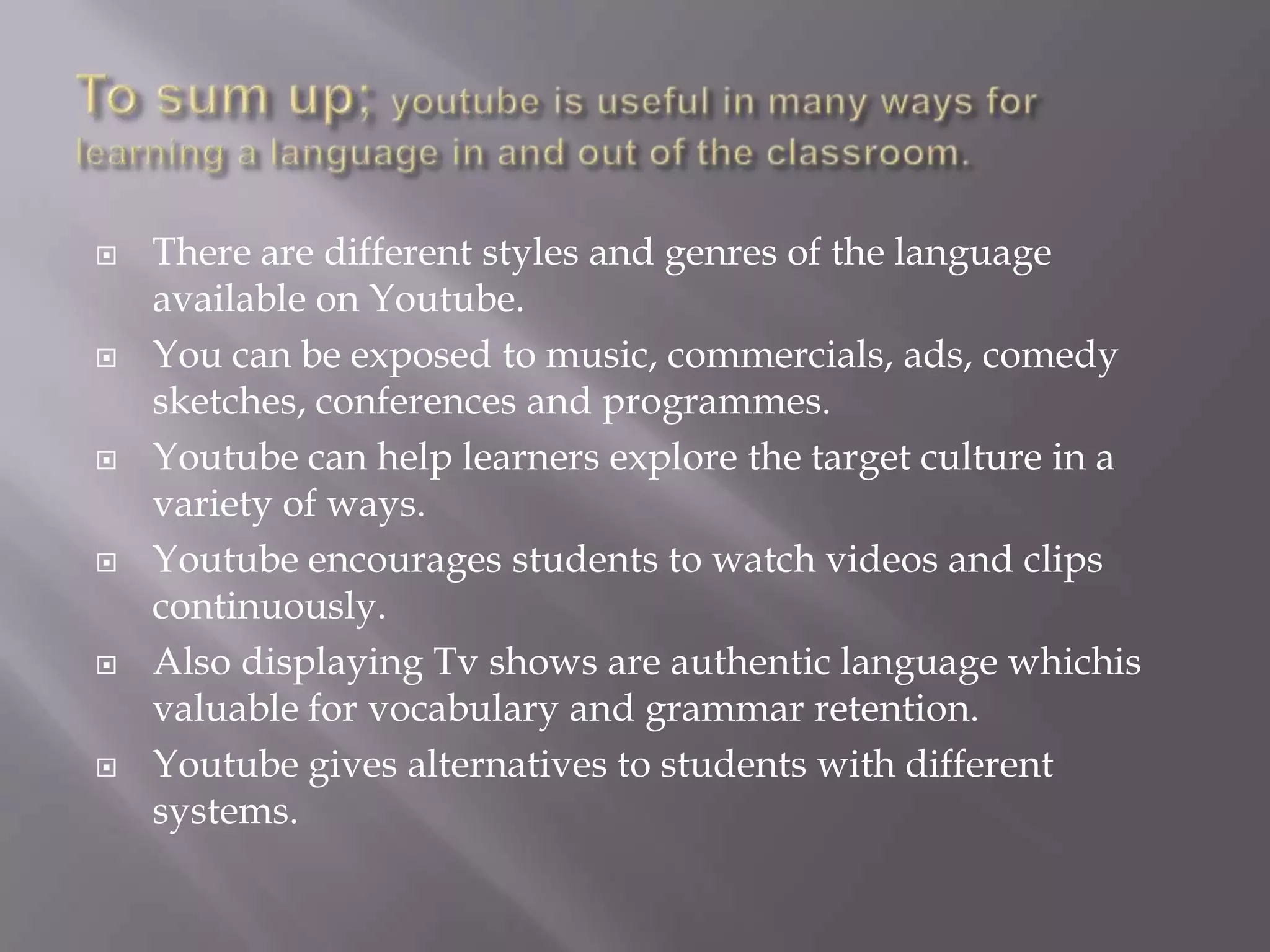Youtube for english language learning | PPTX