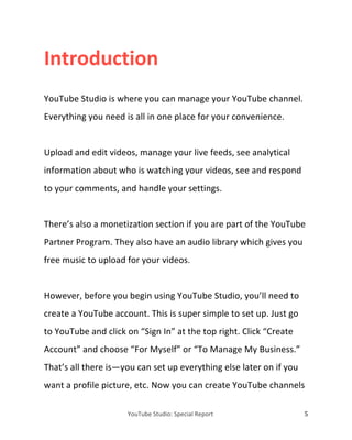YouTube studio | PDF | Content Production | Hobbies & Interests