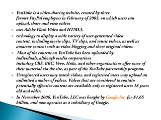 Youtube and ugc by swetha | PPTX