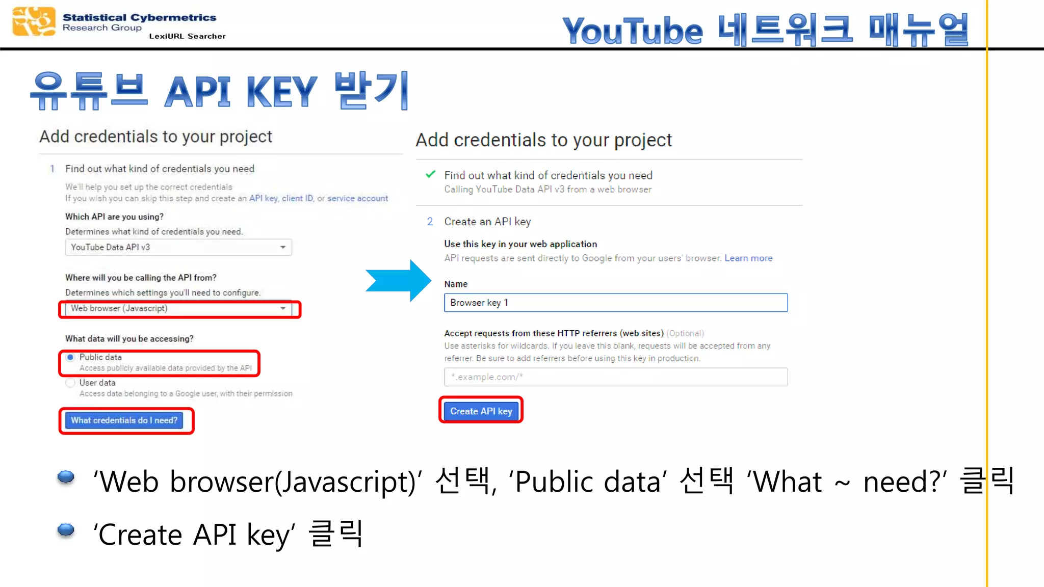 Youtube api key 받는 법 | PPT