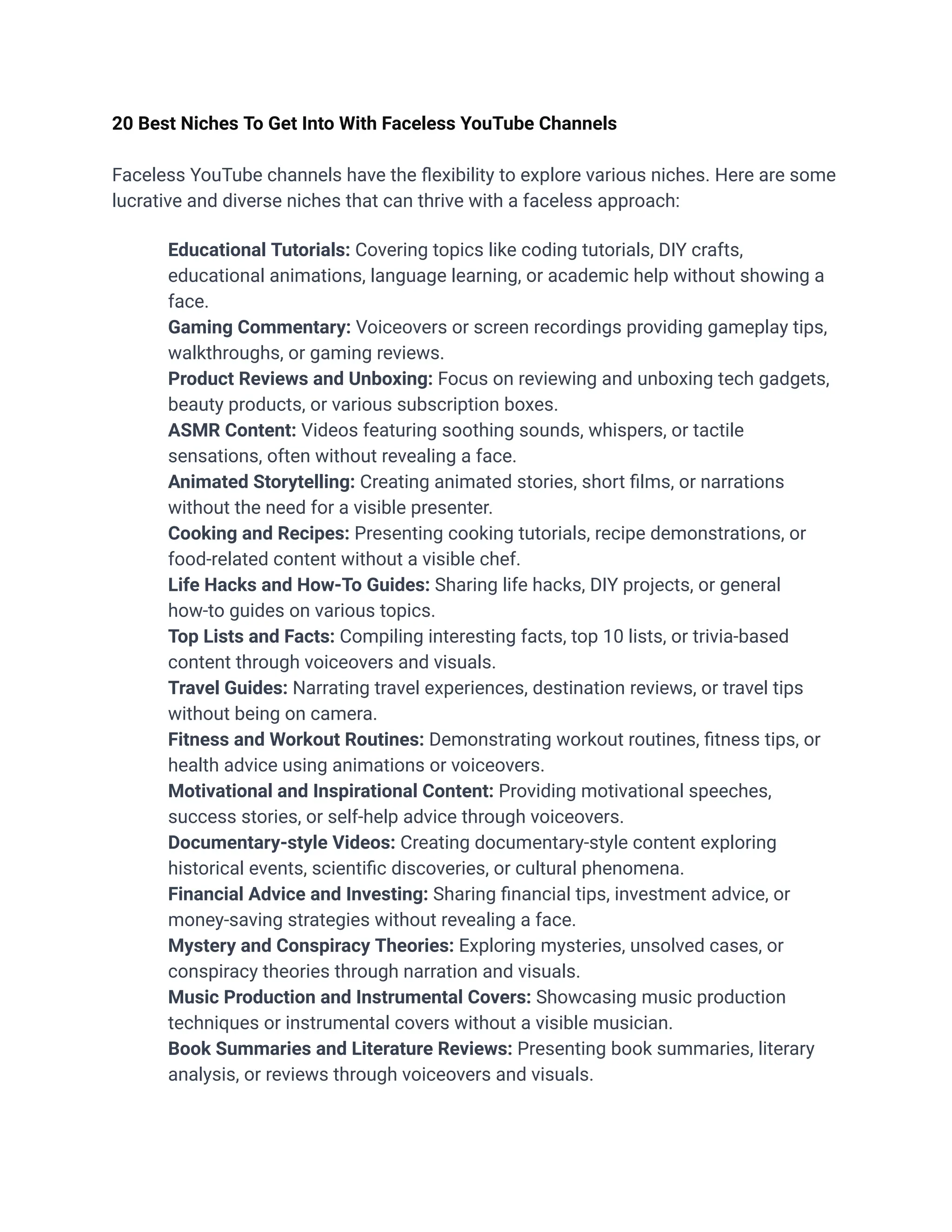 Unlocking The Secrets Of Faceless YouTube Channels | PDF