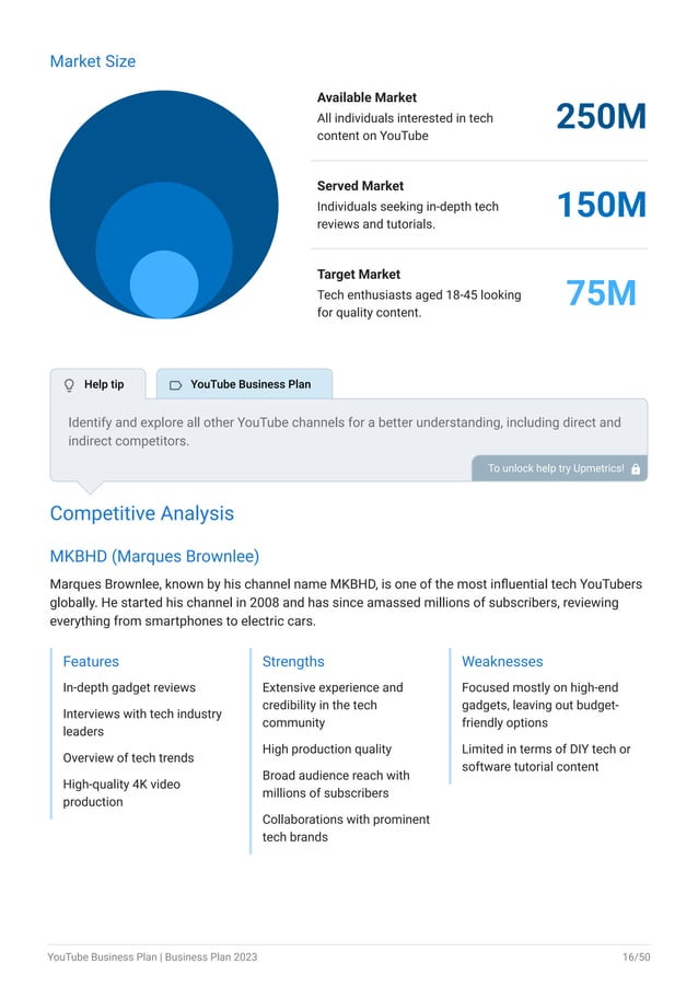 YouTube Business Plan Example | Upmetrics | PDF