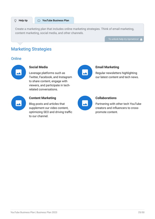 YouTube Business Plan Example | Upmetrics | PDF