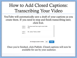 Adding Closed Captions to YouTube Videos | PDF | Video Software ...