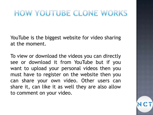 YouTube Clone Script | PPT