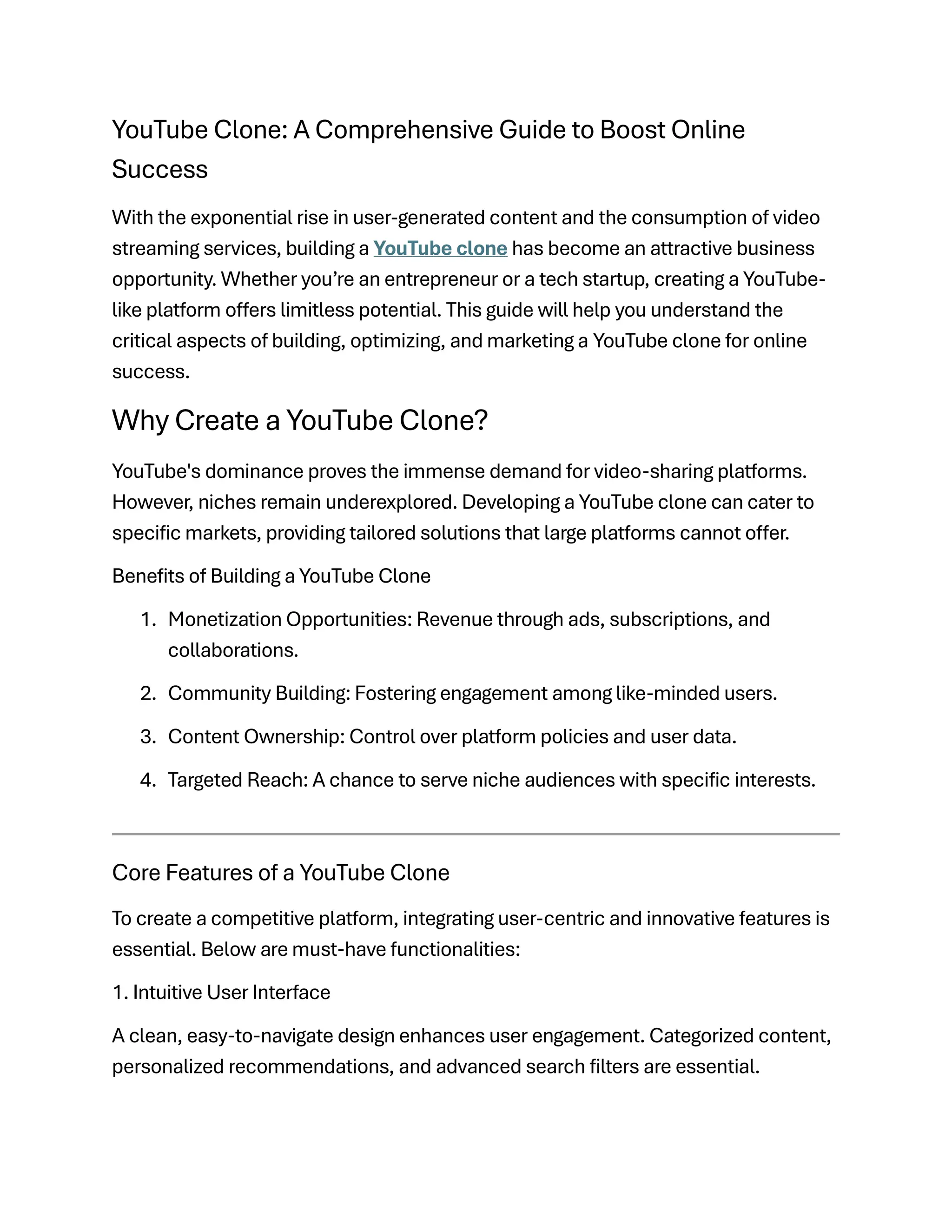 Make A Youtube Clone By Miracuves Solutions | PDF