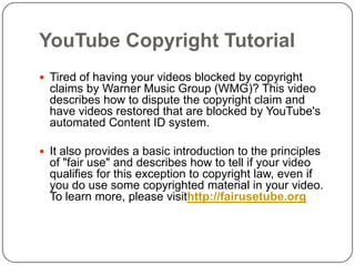 You tube copyright tutorial | PPT