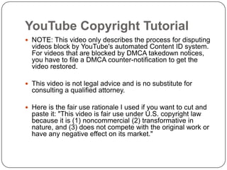 You tube copyright tutorial | PPT