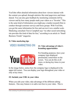 Youtube marketing objectives | DOC | Internet for Beginners | Internet