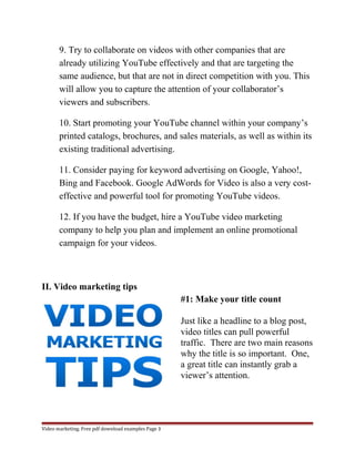 Youtube marketing strategy | DOC | Internet for Beginners | Internet