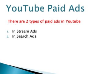 Youtube Paid Ads, Display Advertising | PPT