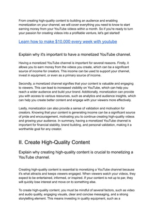 step by step process to monetize youtube channel in one month | PDF
