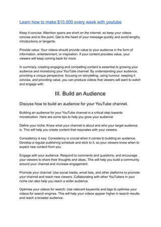 step by step process to monetize youtube channel in one month | PDF