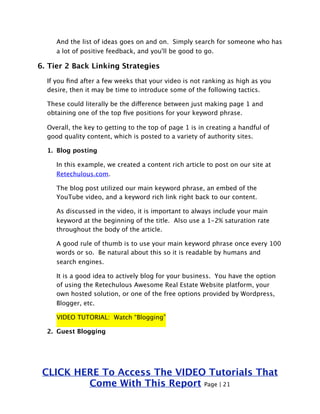 Youtube Real Estate Marketing Special Report | PDF