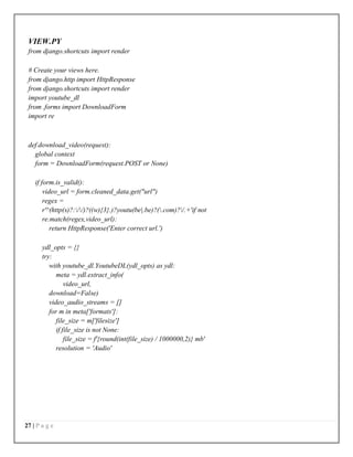 Youtube video download using python project report.pdf