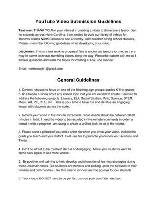 Mariah Morris: Youtube video guidelines | PDF