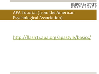 APA Style, ESU WAW Library Workshop, October 12, 2016 | PPT