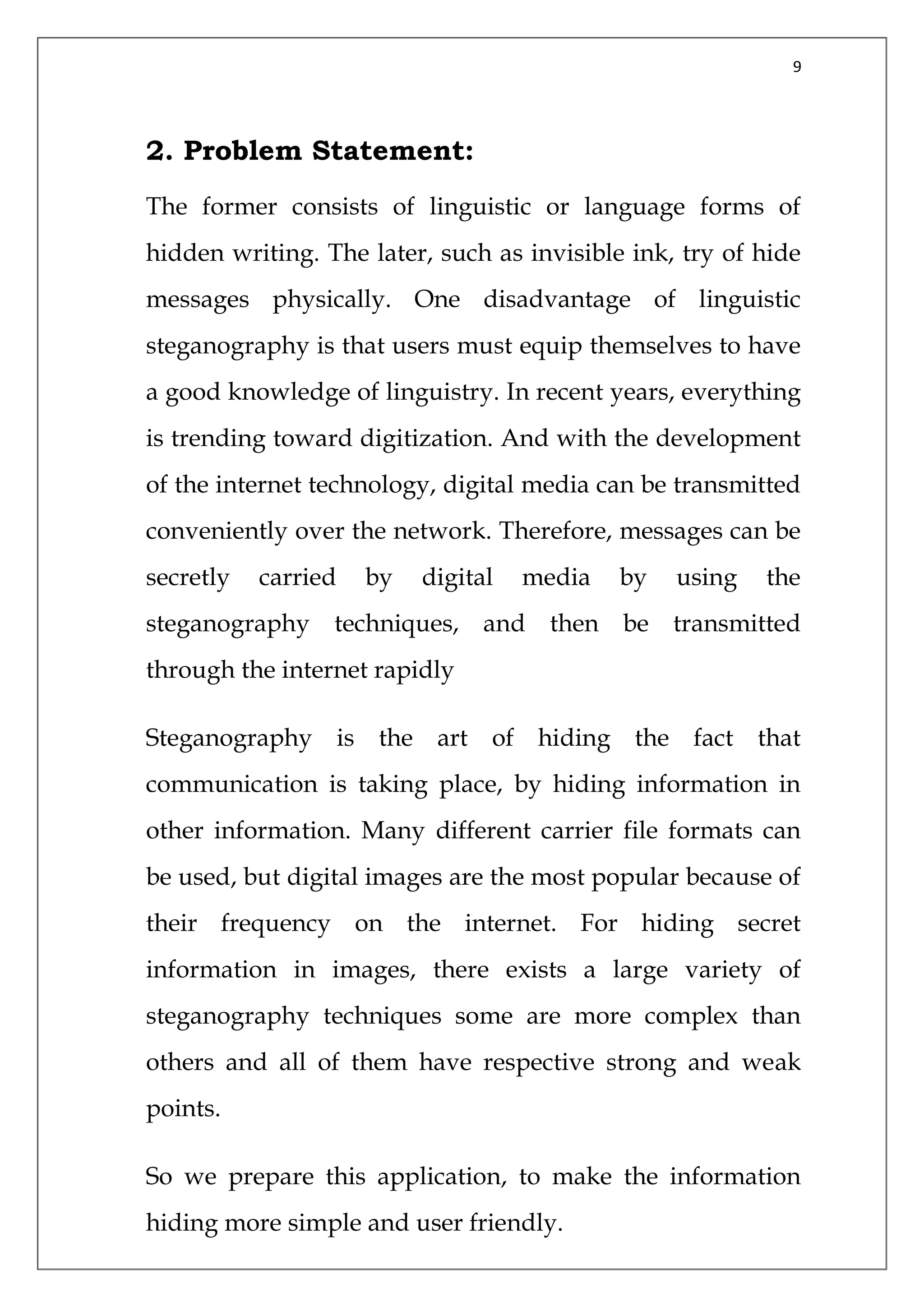 IMAGE STEGANOGRAPHY JAVA PROJECT SYNOPSIS | PDF