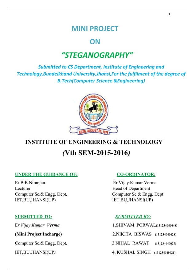 IMAGE STEGANOGRAPHY JAVA PROJECT SYNOPSIS | PDF