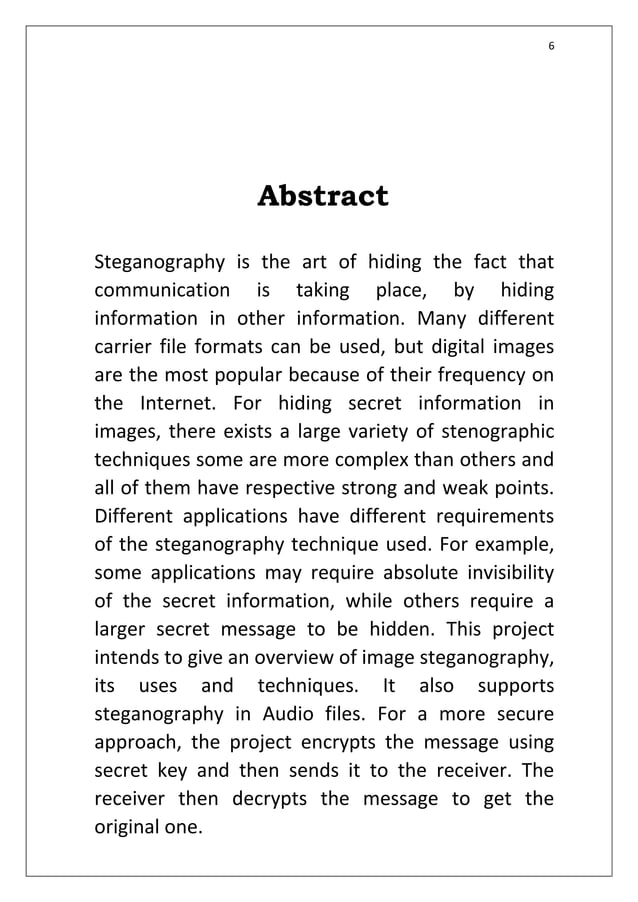 IMAGE STEGANOGRAPHY JAVA PROJECT SYNOPSIS | PDF