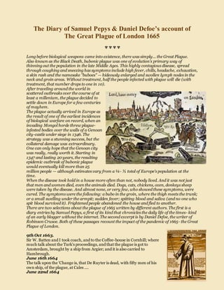 Pepys & Defoe: The Great Plague of London 1665 | DOCX
