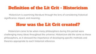 Historicism- Literature Rock Band | PPT