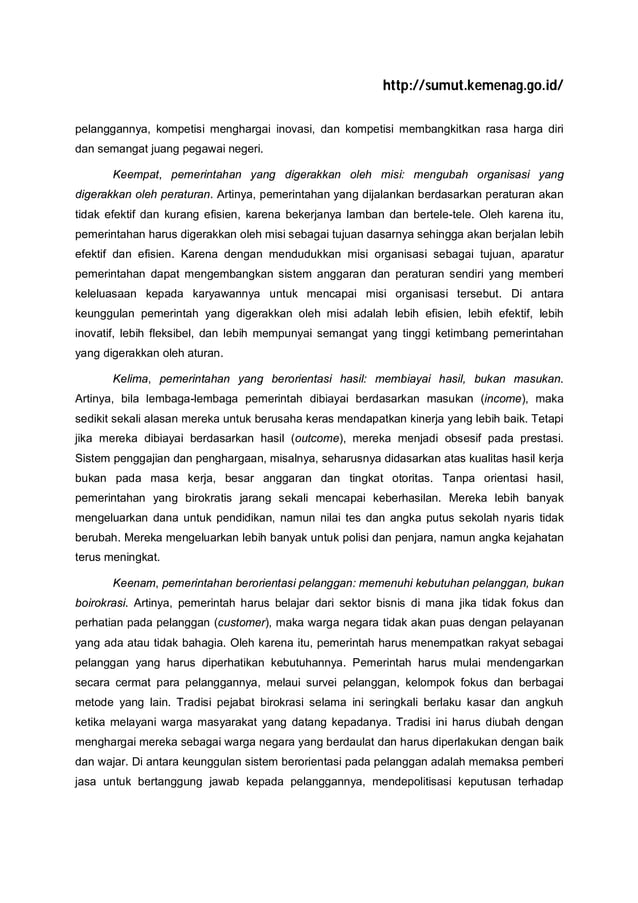 reinventing government dalam pemikiran David Osborne & Ted Gaebler | PDF