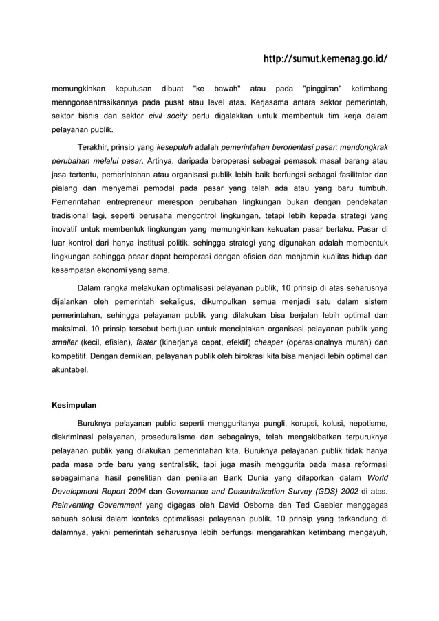 reinventing government dalam pemikiran David Osborne & Ted Gaebler | PDF