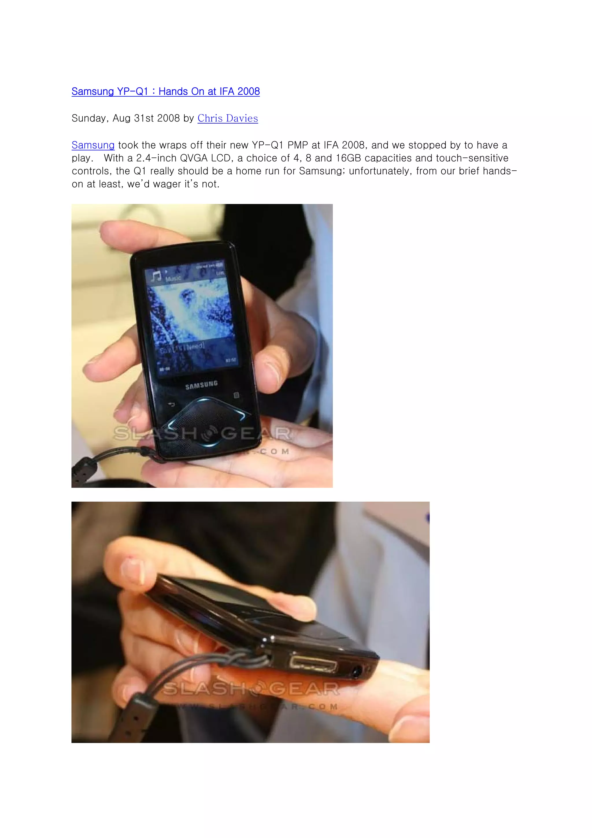 Samsung YP-Q1 auf der IFA | PDF