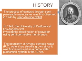 Treatment of water using reversed osmosis | PPTX | Chemistry | Science