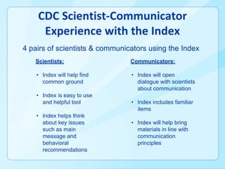 Cdc clear communication index webinar slides | PPT