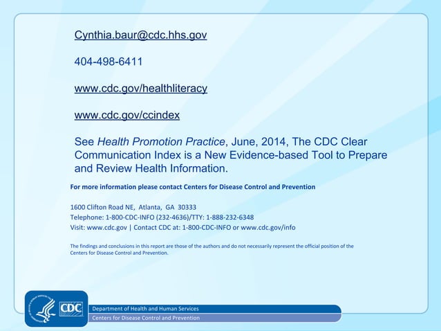 Cdc clear communication index webinar slides | PPT