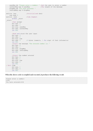 N_Asm Assembly system calls (sol) | PDF | Operating Systems | Computer ...
