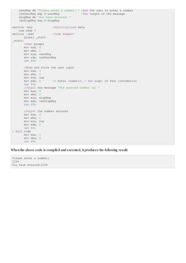 N_Asm Assembly system calls (sol) | PDF | Operating Systems | Computer Software and Applications